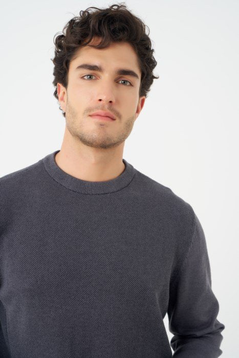 Leo Chevalier Mens Anthracite Twotone Crewneck Sweater – John's Stettler
