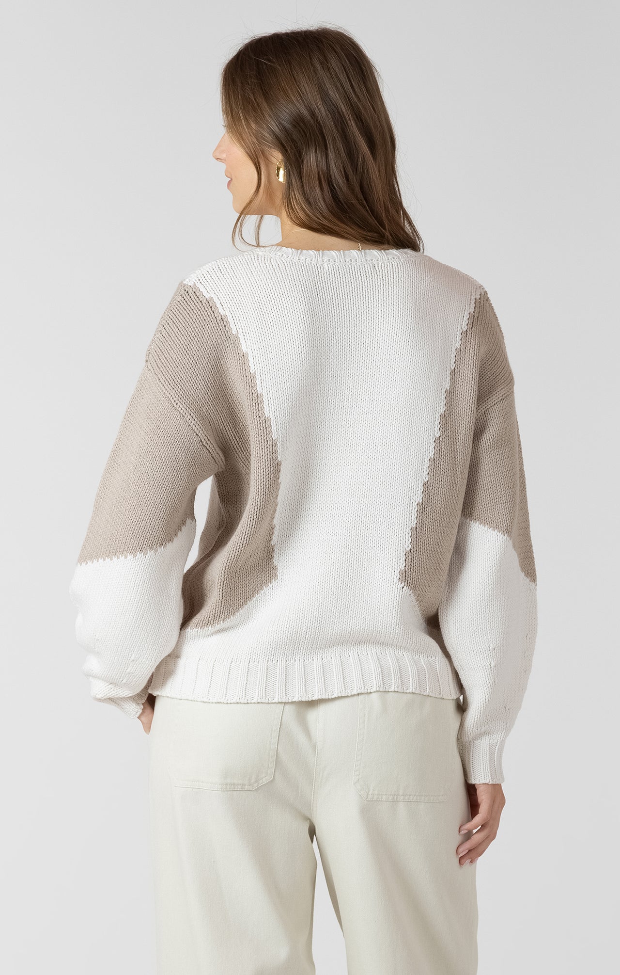 Dex Ladies Natural/Fawn Colourblock Crewneck Sweater – John's Stettler