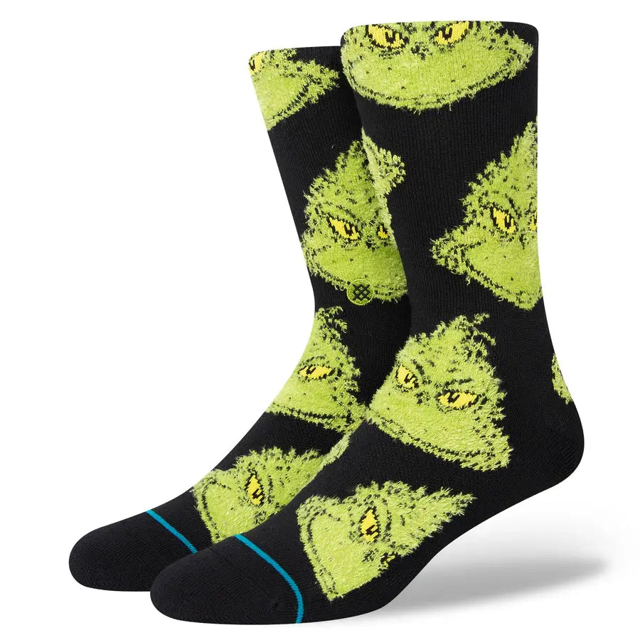 Instance Mens Black The Grinch Mean One Crew Socks – John's Stettler