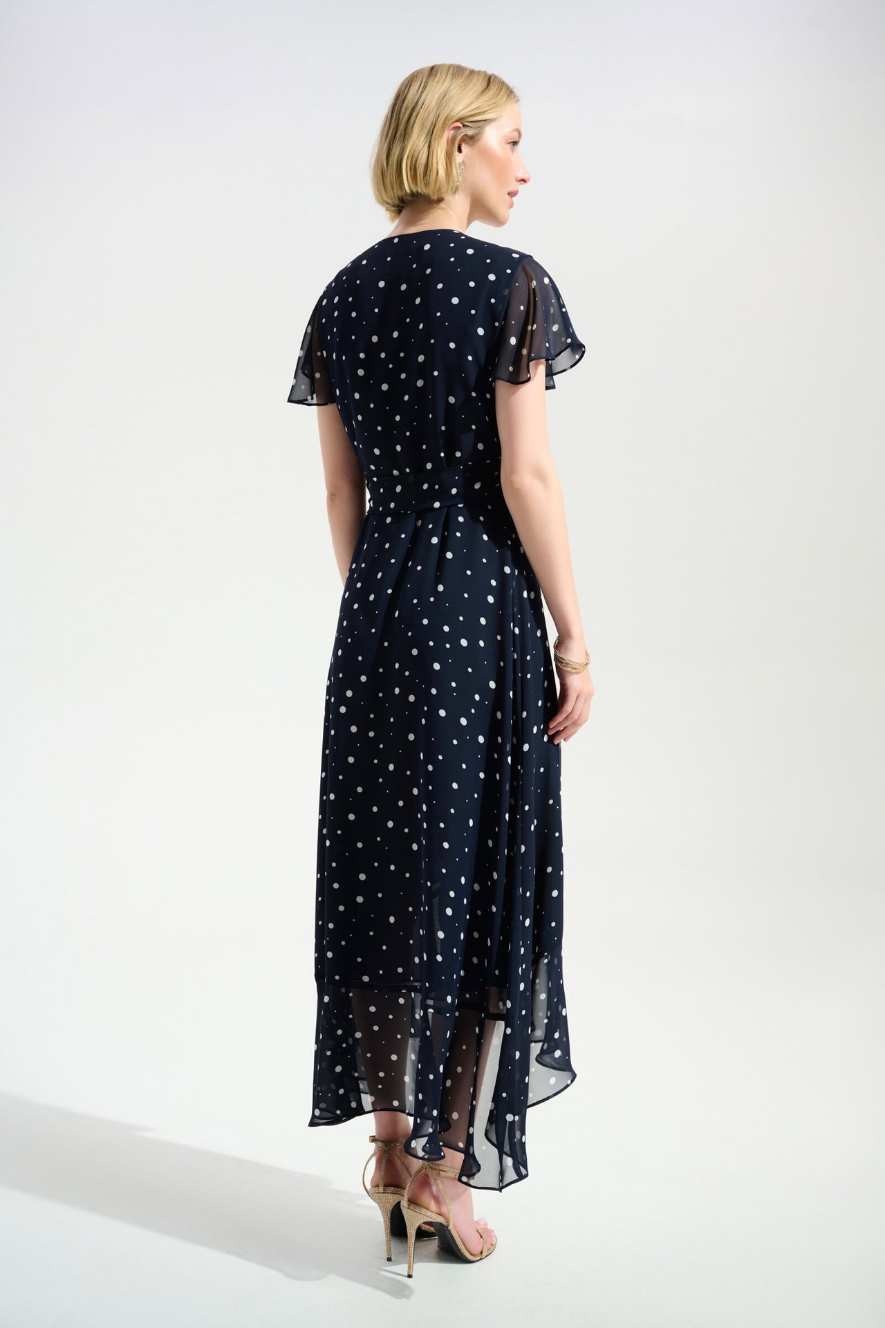 Joseph Ribkoff Signature Ladies Midnight Blue/Vanilla Chiffon Print Wr ...