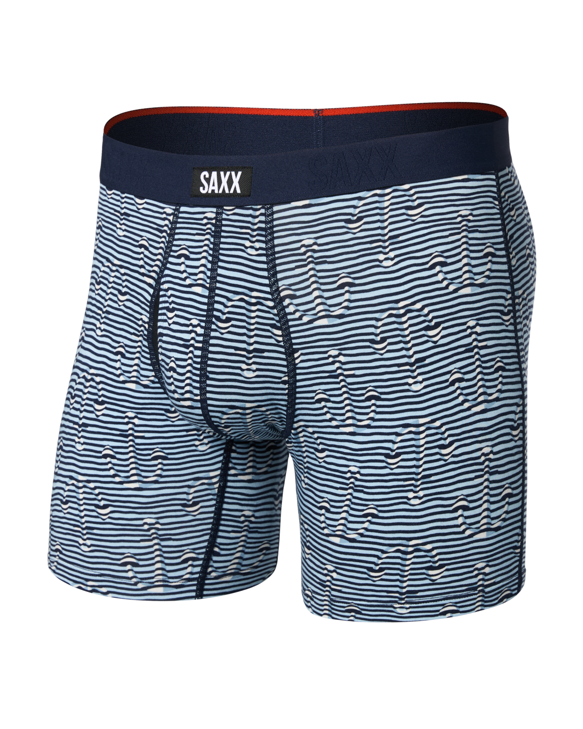 Saxx Men's Vibe Xtra Soft 6" Anchor Stripe Blue Boxer Brief w/Fly ...