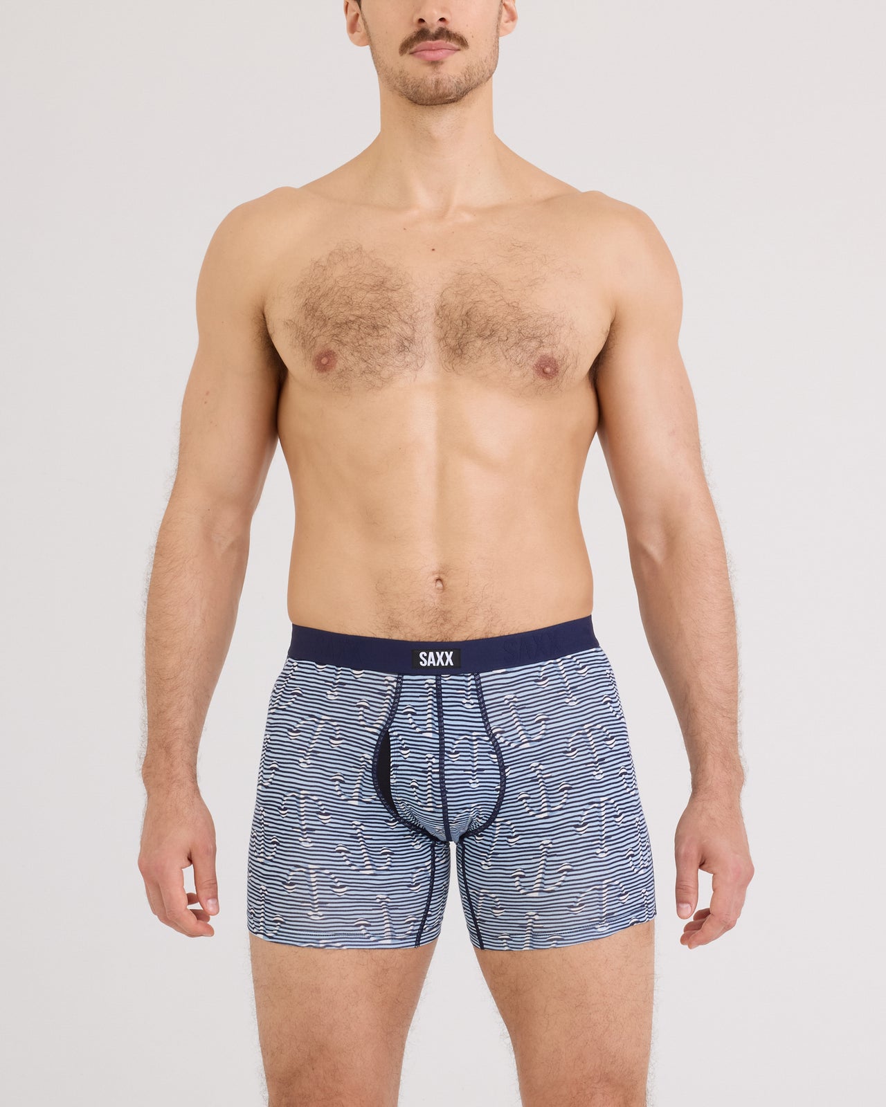 Saxx Men's Vibe Xtra Soft 6" Anchor Stripe Blue Boxer Brief w/Fly ...